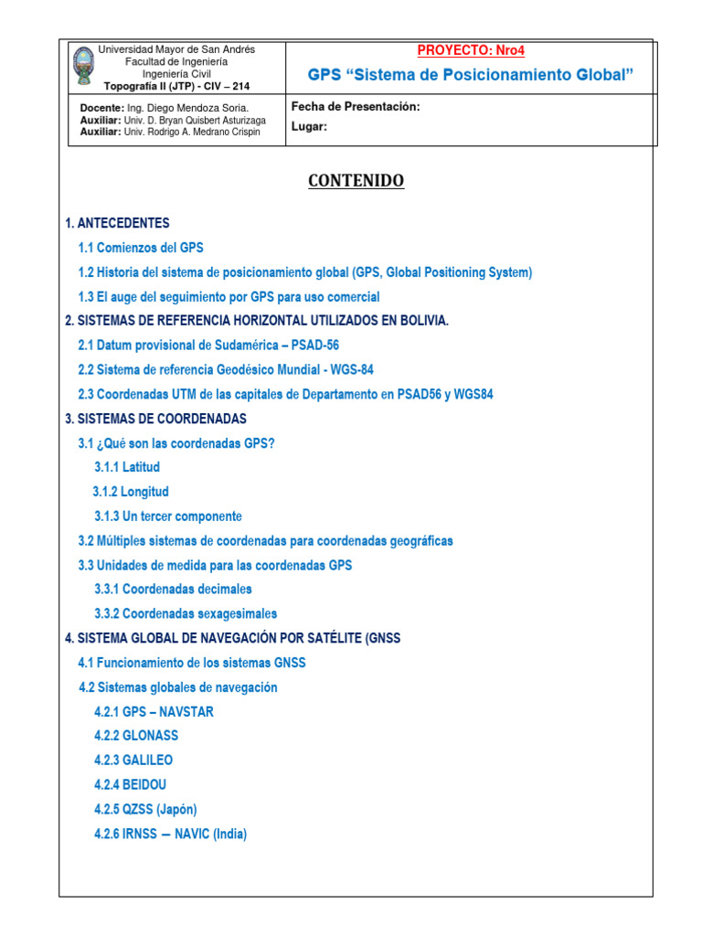 Sumario Proyecto Gps | PDF | Sistema de Posicionamiento Global | Geodesia