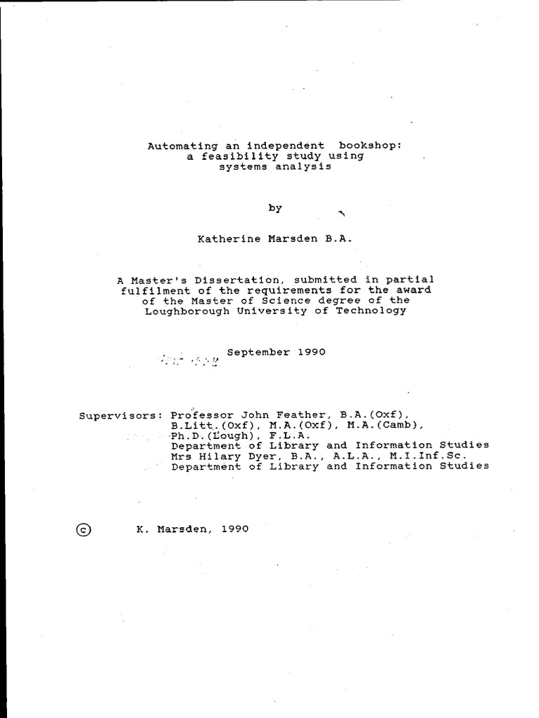Thesis 1990 Marsden | PDF | Retail | Automation