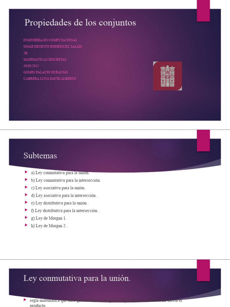 Propiedades de Los Conjuntos (Omar Ernesto Rodriguez Salais) | PDF ...