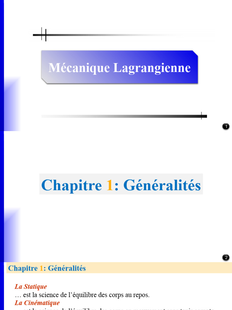 Cours Mécanique Analytique Version 01 | PDF | Mécanique | Espace