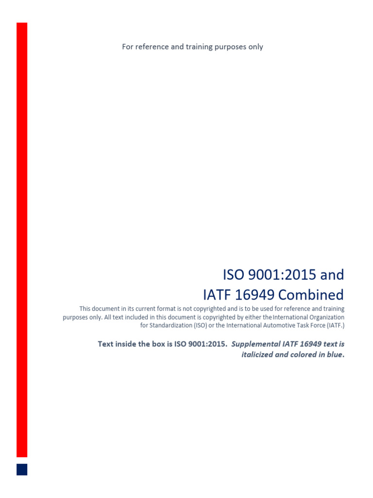 ISO9001 and IATF 16949 Combined - Reference | Download Free PDF ...