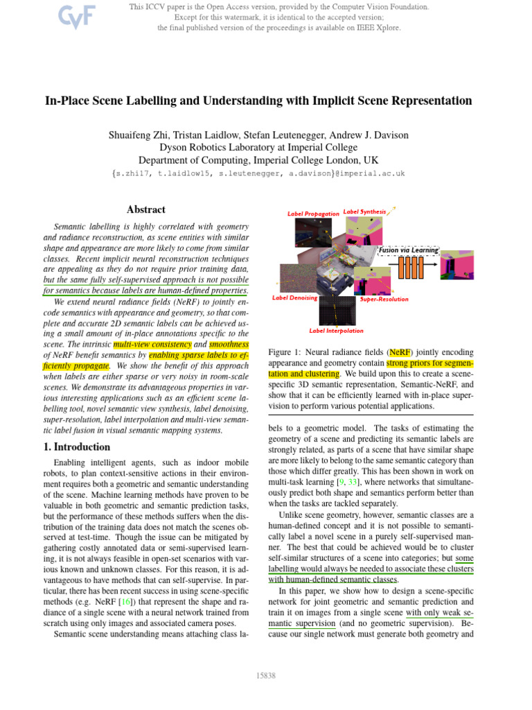 ICCV2021 - In-Place Scene Labelling and Understanding With Implicit Scene Representation | PDF ...