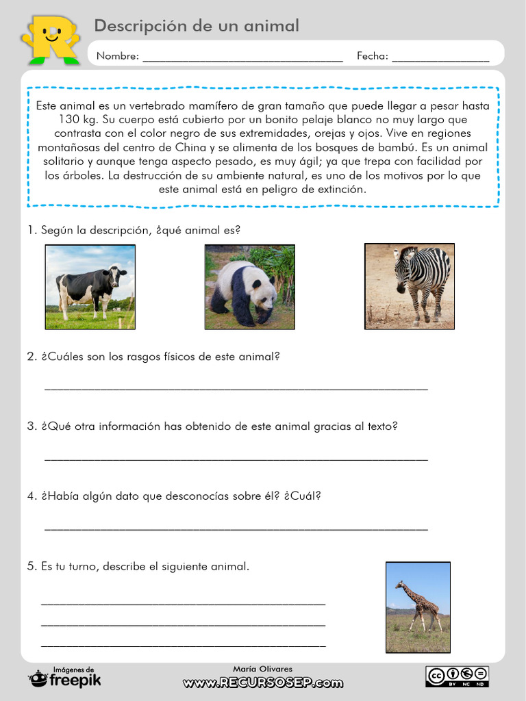 Descripción de un animal para niños | PDF