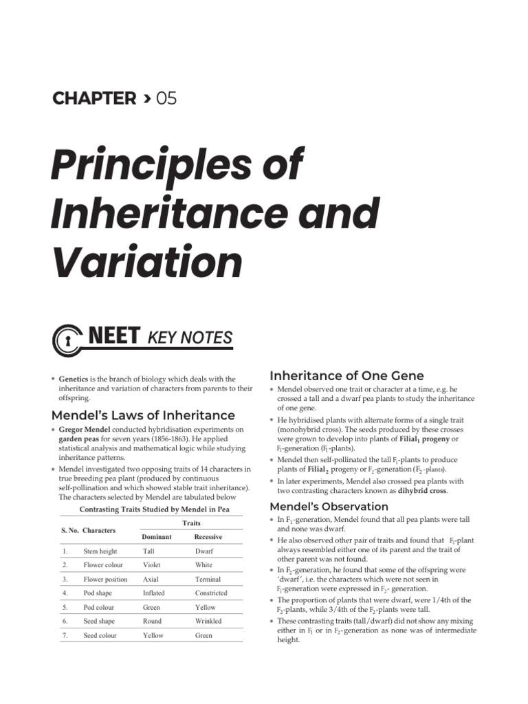 Principles of Inheritance and Variation | PDF | Dominance (Genetics) | Allele