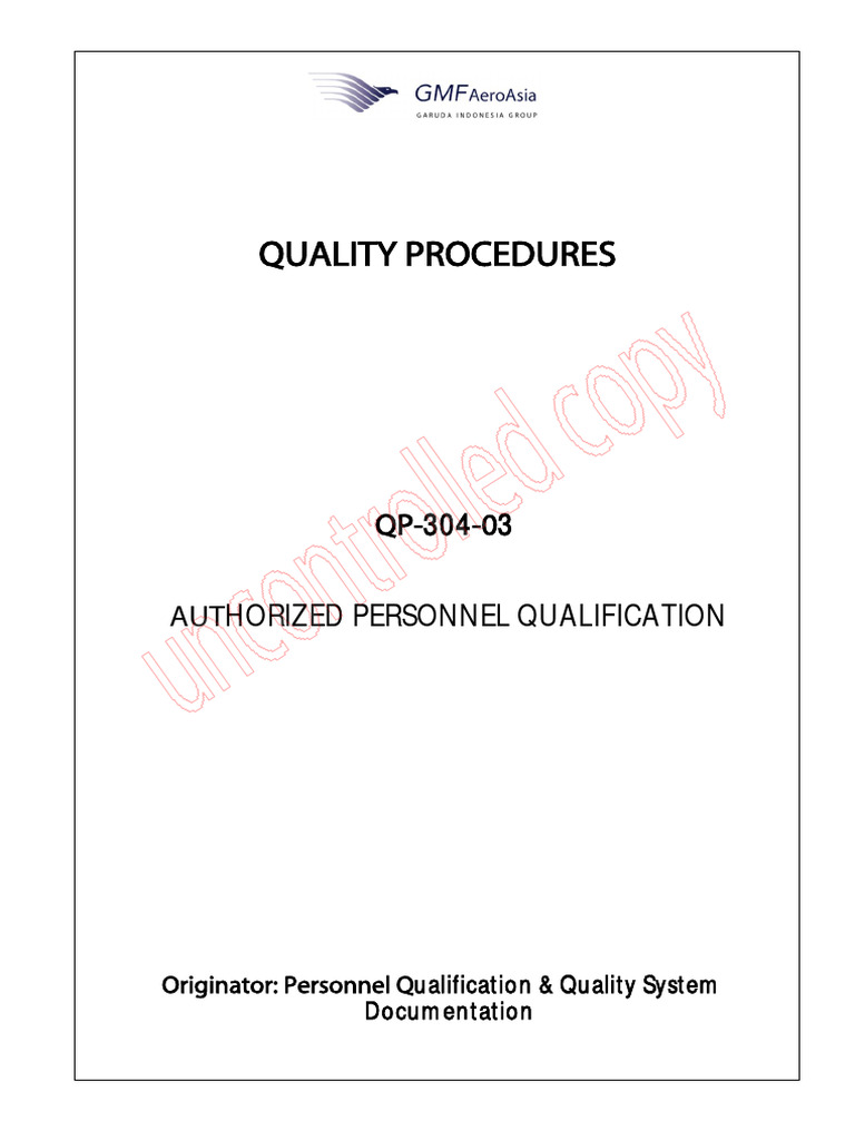 QP-304-03 Authorized Personnel Qualification | PDF | Aircraft | Aviation