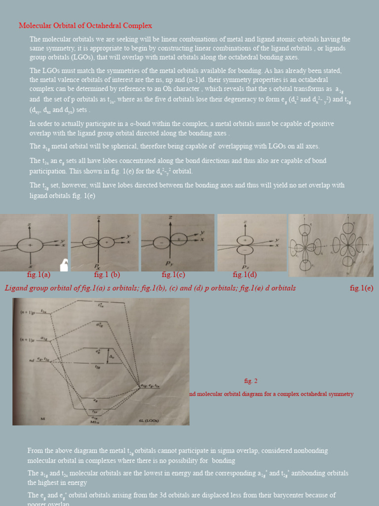 MO Diagram for Octahedral Complexes | PDF | Science & Mathematics