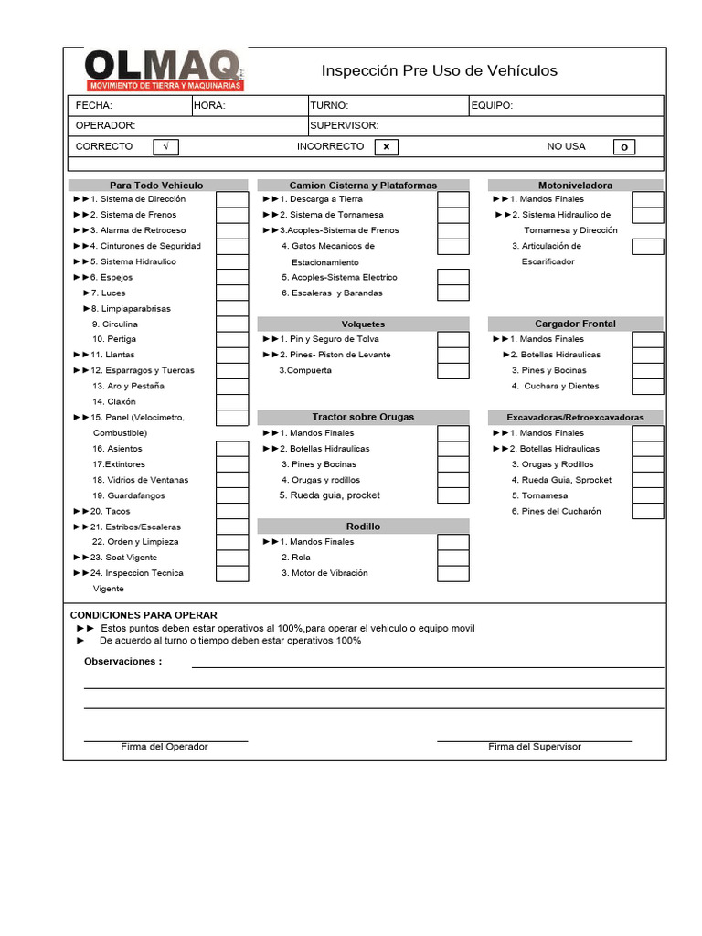 Check List de Vehiculos | Descargar gratis PDF | Vehículos | Vehículo ...