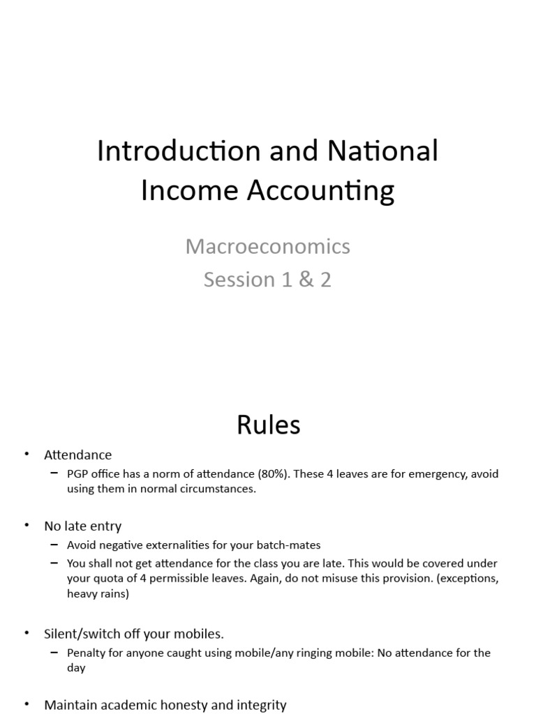 Session 1 & 2 - Introduction and National Income Accounting | PDF | Gross Domestic Product ...