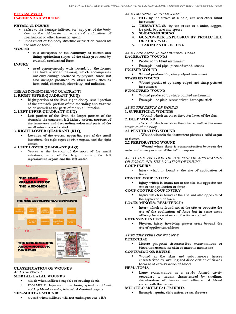 CDI 104 FINALS Week 1 3 1 | PDF | Injury | Poison