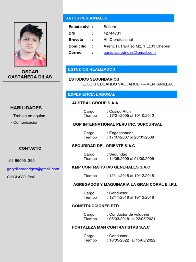 Curriculum Viate Actualizado Oscar | PDF