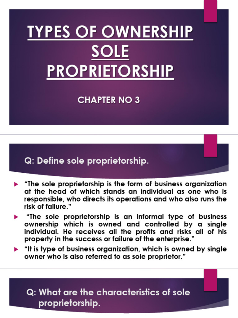 Chap No. 3 Sole Proprietorship | PDF | Sole Proprietorship | Partnership