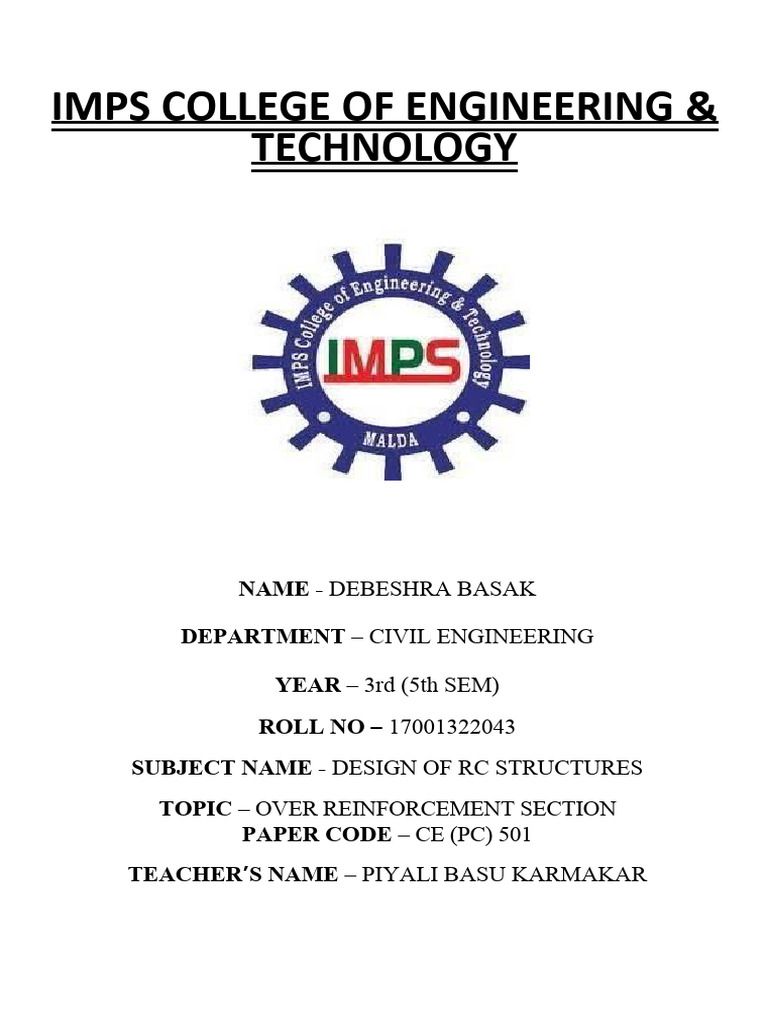 Imps College OF Engineering & Technology | PDF | Structural Analysis | Reinforced Concrete