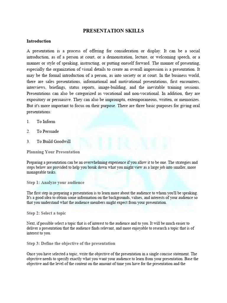 Topic 5 Presentation Skills | PDF | Thought | Attention