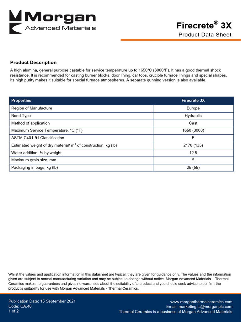 Firecrete-3x Eng | PDF | Refractory | Materials