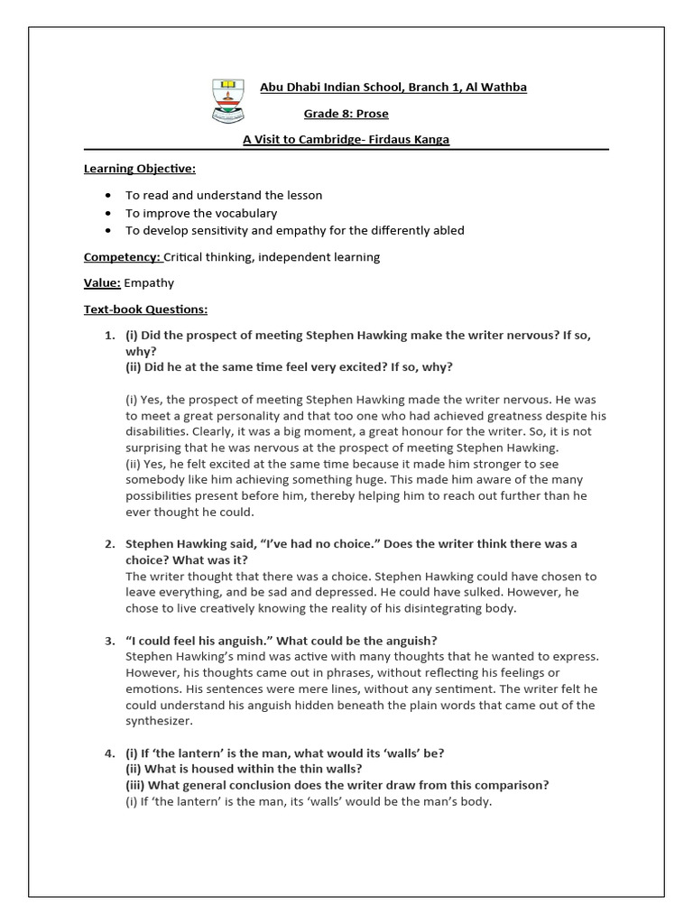 AVisitToCambridge Notes | PDF | Stephen Hawking | Cognitive Science