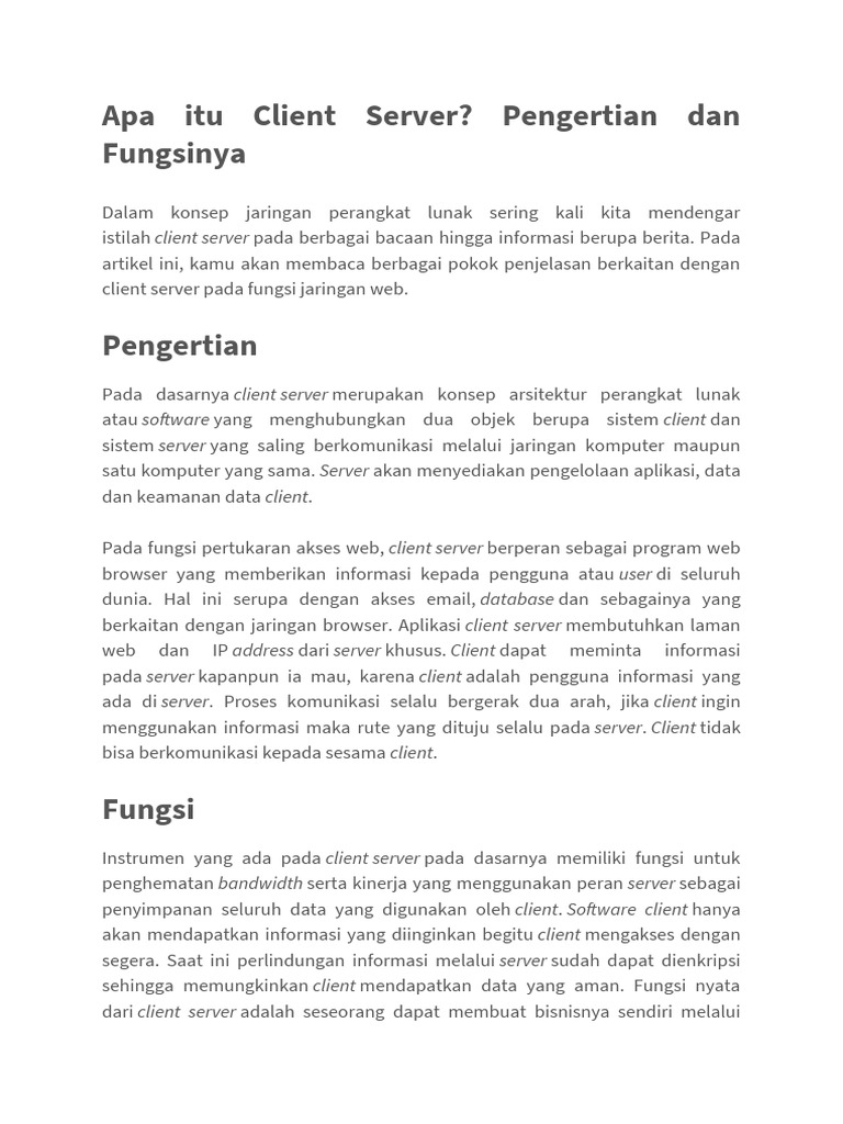 Apa Itu Client Server | PDF | Komputer