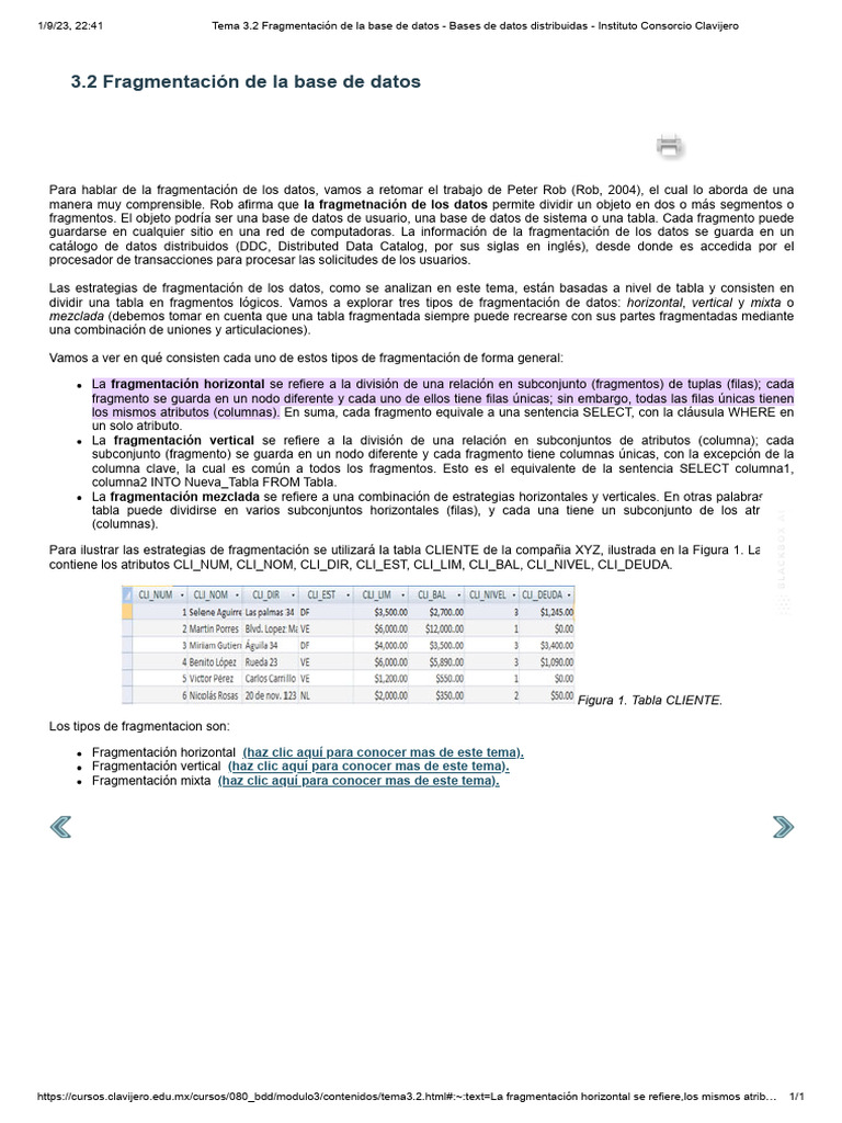 Tema 3.2 Fragmentación de la base de datos - Bases de datos distribuidas - Instituto Consorcio ...