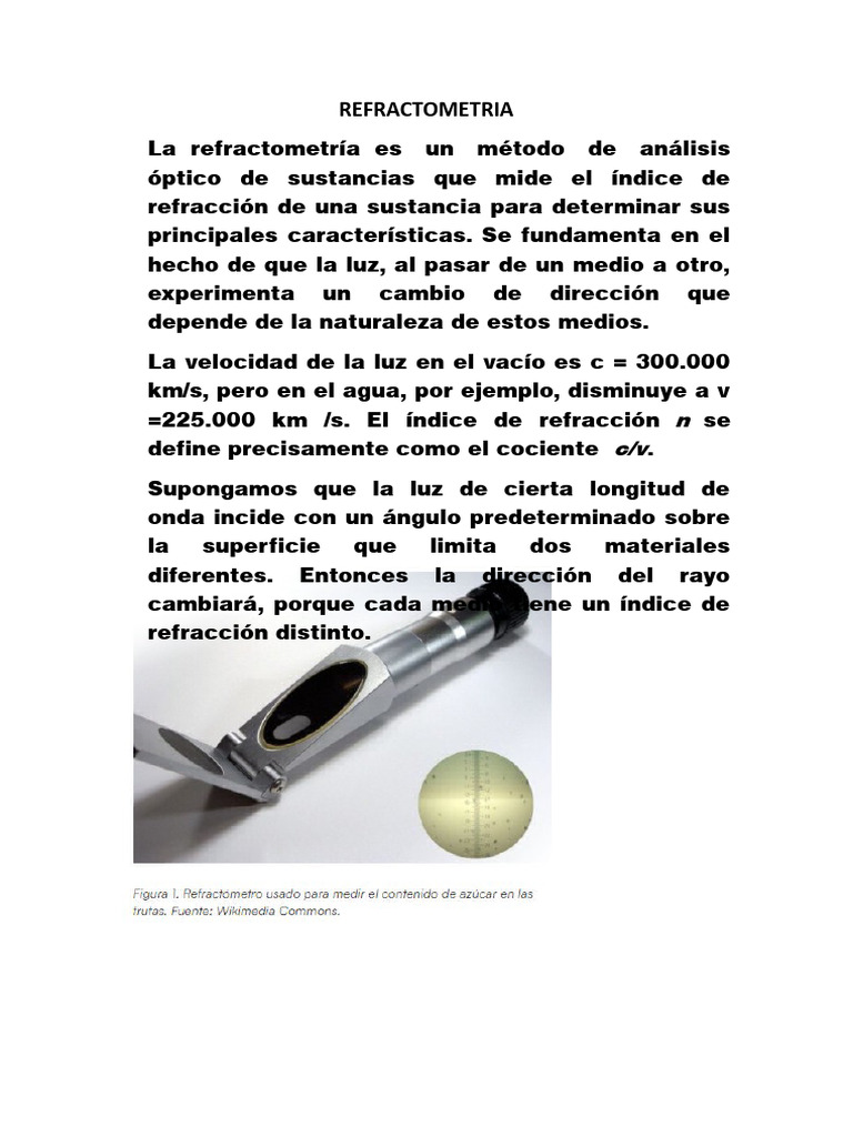 Refractometria | PDF | Refracción | Índice de refracción