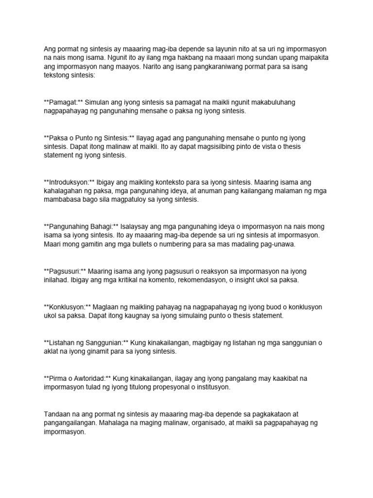 Format NG Sintesis | PDF