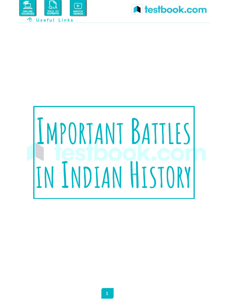 Important Battles of Indian History - English - 1562066029 | PDF ...