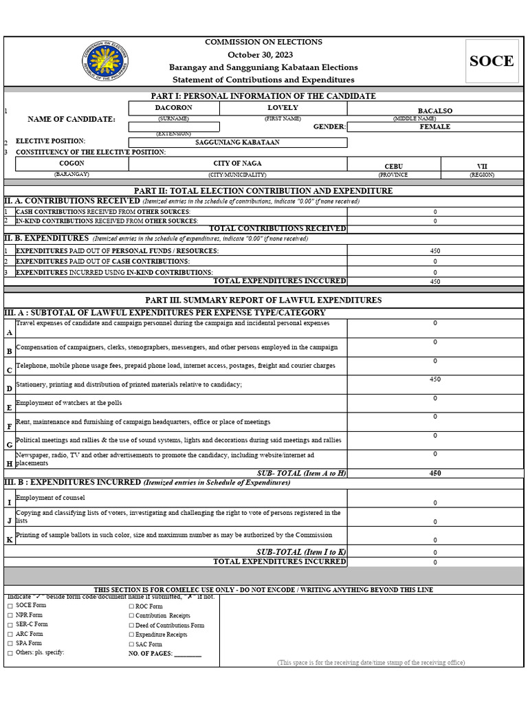 Soce2023bskeforms Form1 | PDF | Expense | Government