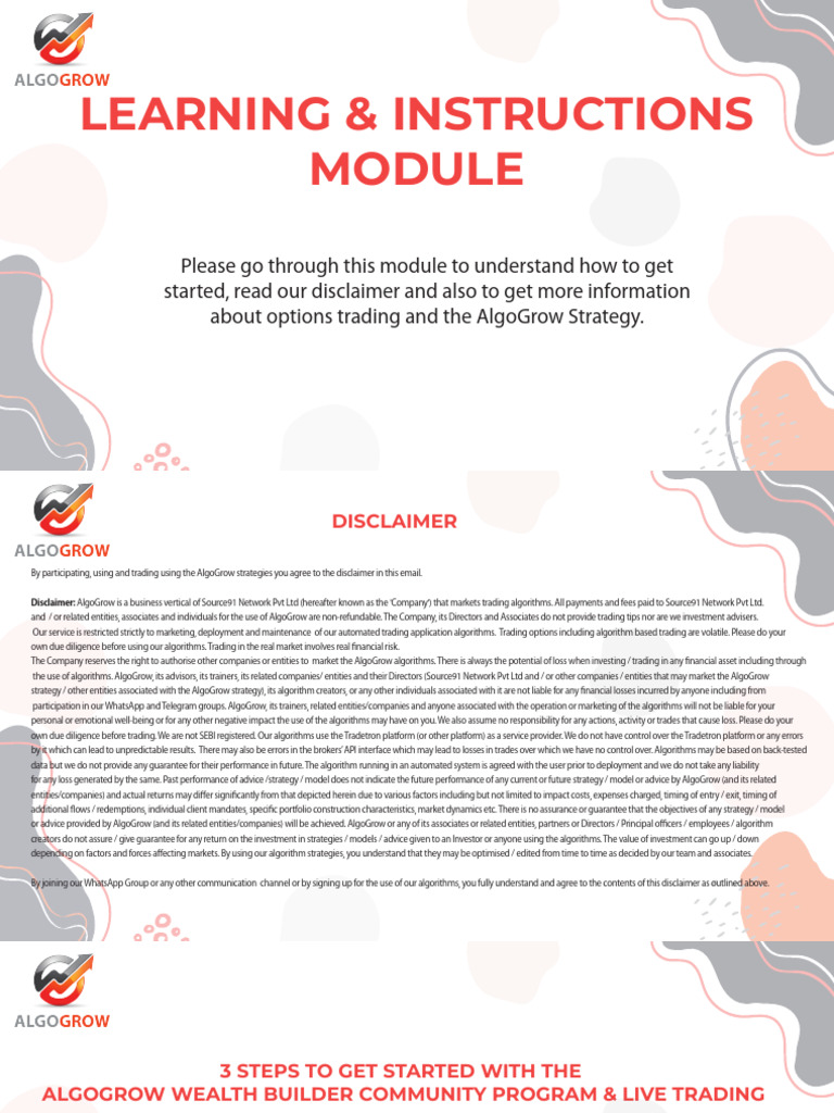 PDF 1 - Instructions and Learning Module (Live Trading) | PDF | Option ...