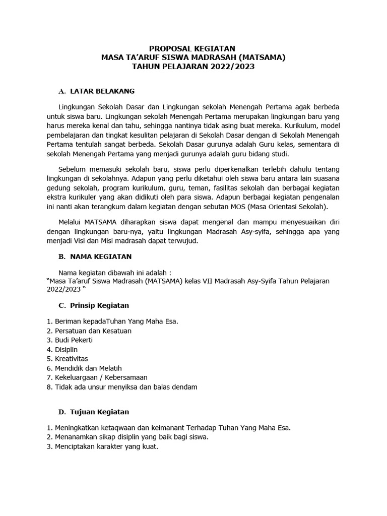 Proposal Matsama 2022-2023 | PDF