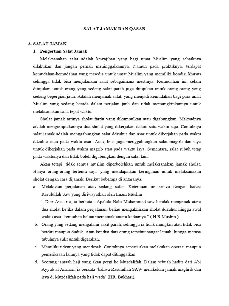 Pengertian dan Jenis Salat Jamak | PDF