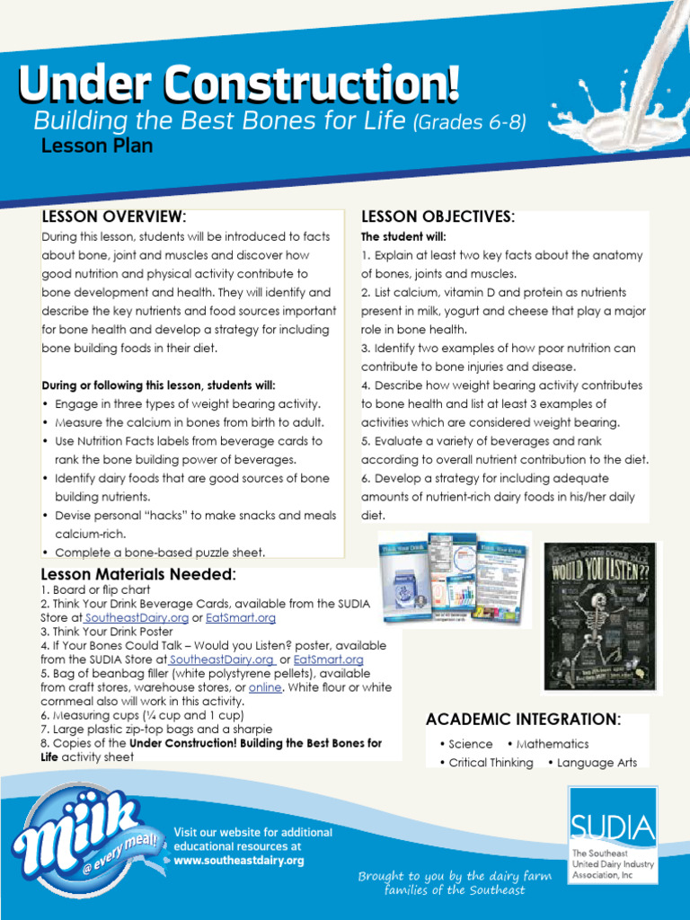 Under Construction FULL Lesson Plan | PDF | Nutrients | Vitamin D