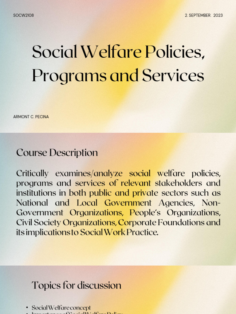 Social Welfare Policies and Practices | PDF | Policy | Social Work
