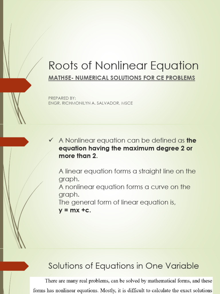 Roots Of Nonlinear Equation Bisection Method Pdf Nonlinear System