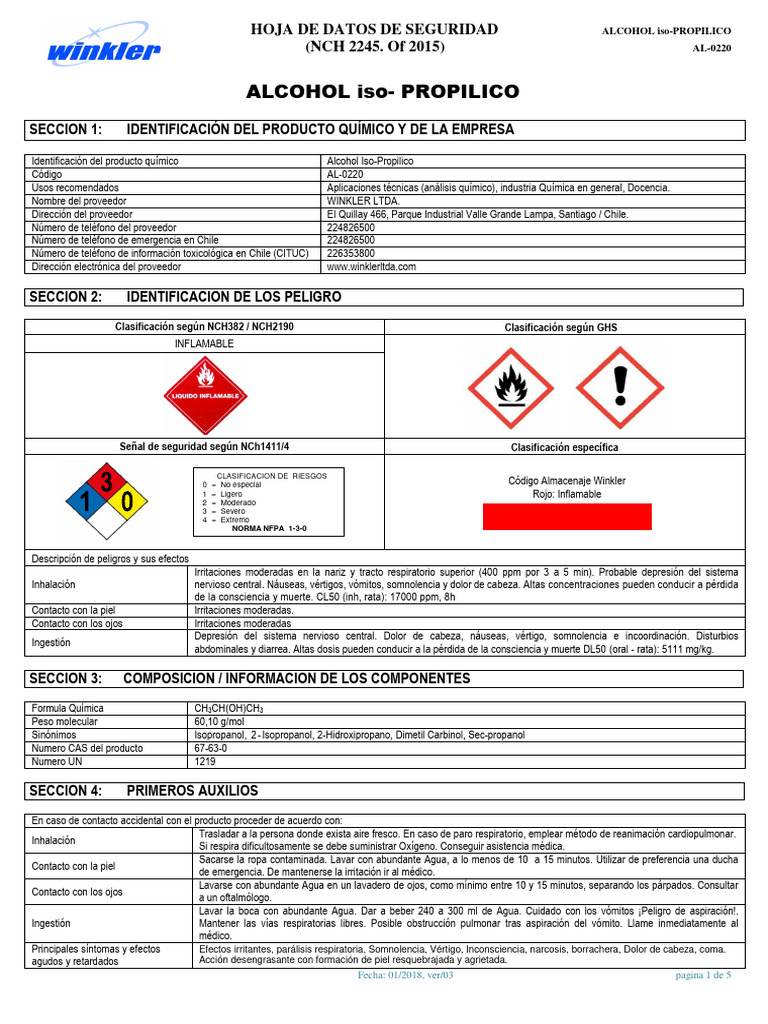 HDS ALCOHOL-iso-PROPILICO | PDF | Agua | Combustión