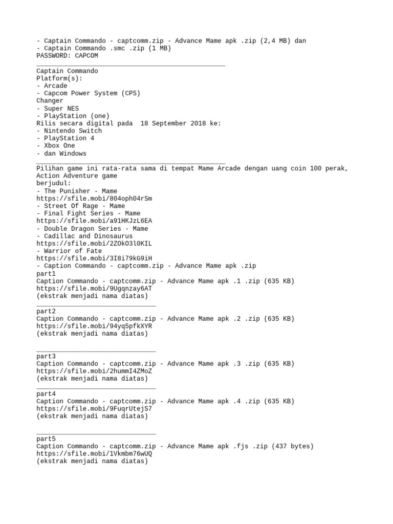 Captain Commando - Mame and SNES | PDF