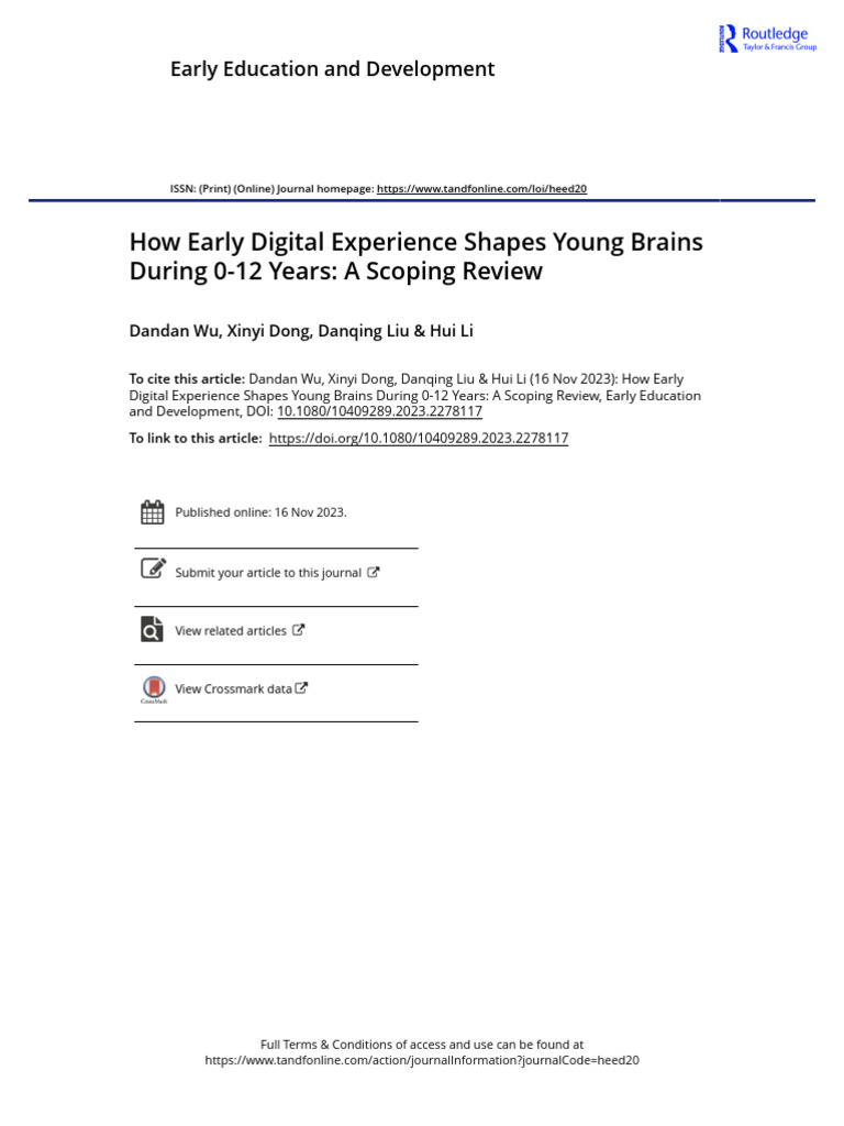 How Early Digital Experience Shapes Young Brains During 0-12 Years A ...