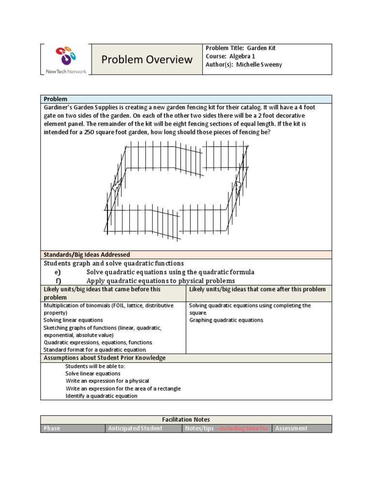 Garden Problem - Michelle Sweeney | PDF | Quadratic Equation | Equations