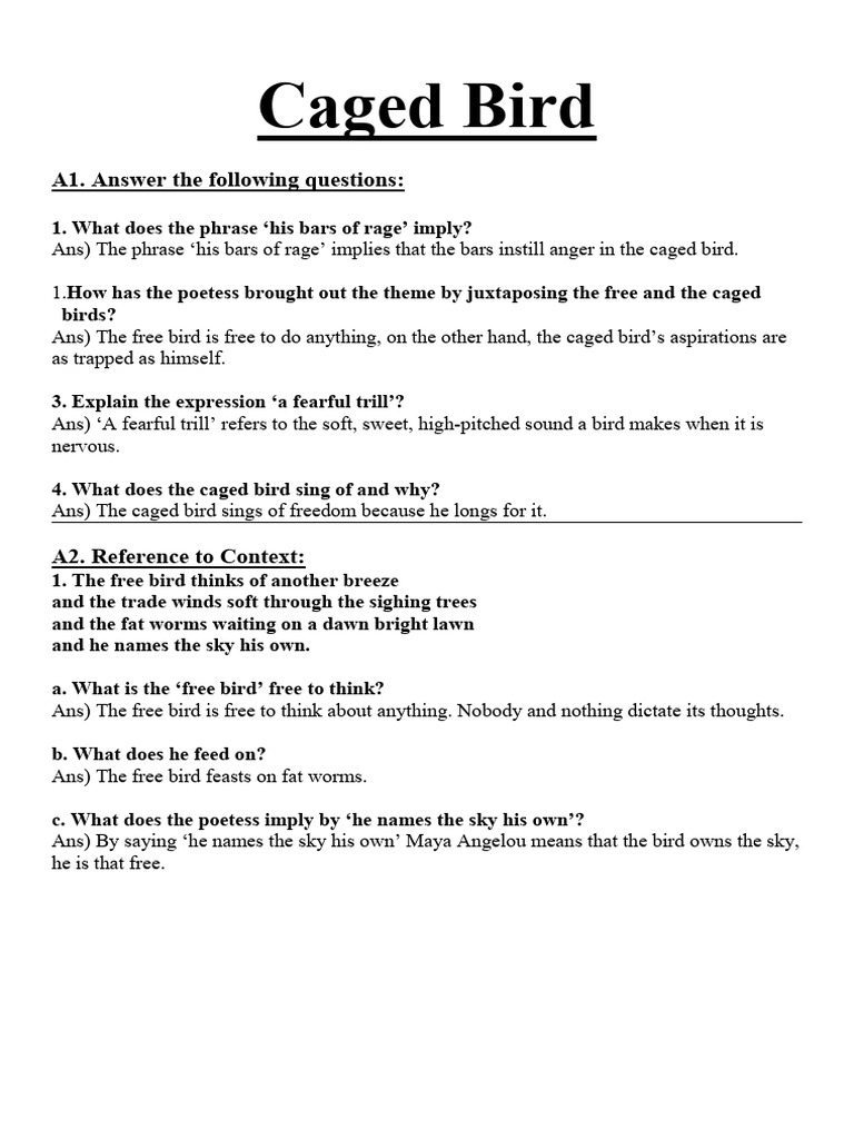 Caged Bird Notes | PDF | Art