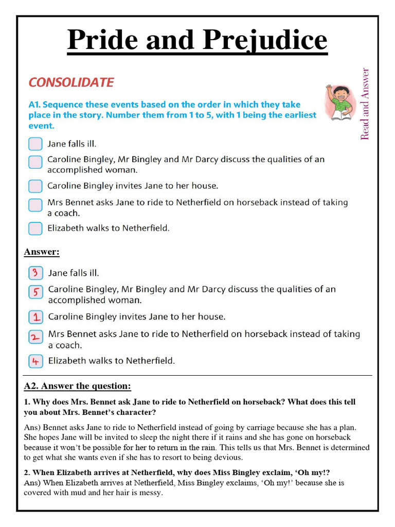 Pride and Prejudice Q&A Guide | PDF | Pride And Prejudice | Mr. Darcy