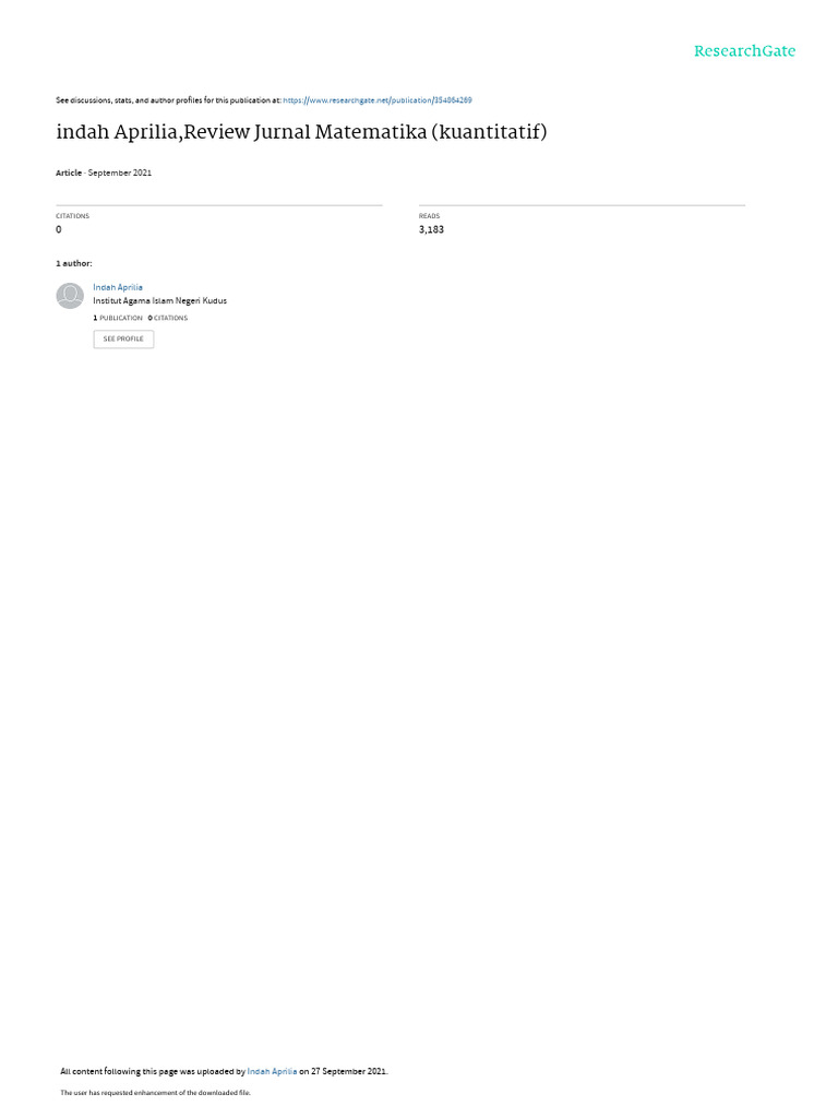 Indah Aprilia Review Jurnal Matematikakuantitatif | PDF