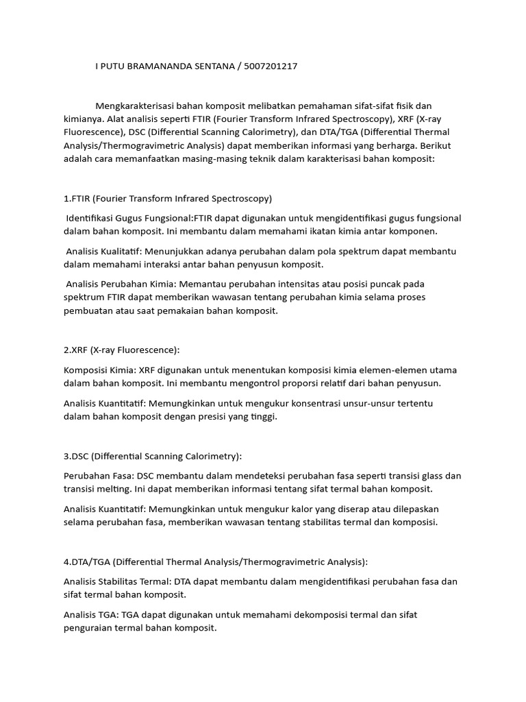 Karakterisasi Sifat Kimia Dan Termal Bahan Komposit | PDF