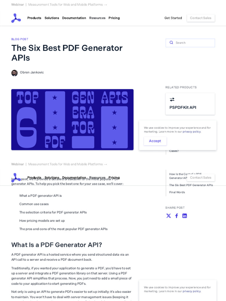 The Six Best PDF Generator APIs - PSPDFKit | PDF | Http Cookie | World ...
