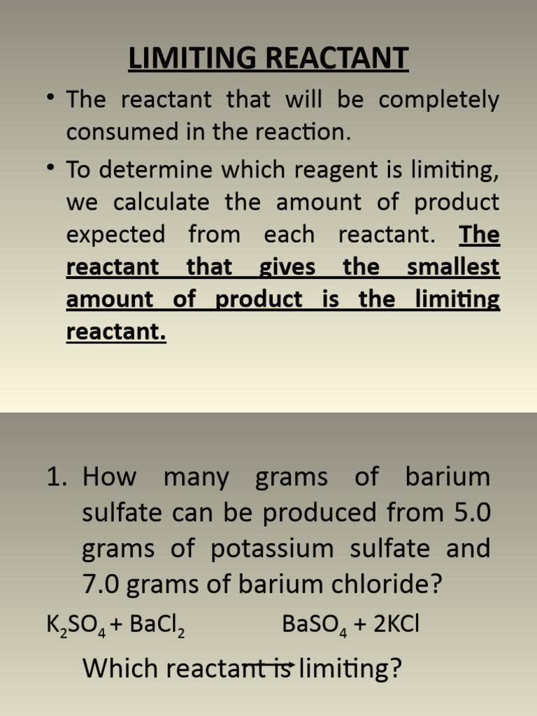 Limiting Reactant and Percent Yield | PDF | Mole (Unit) | Chemical ...