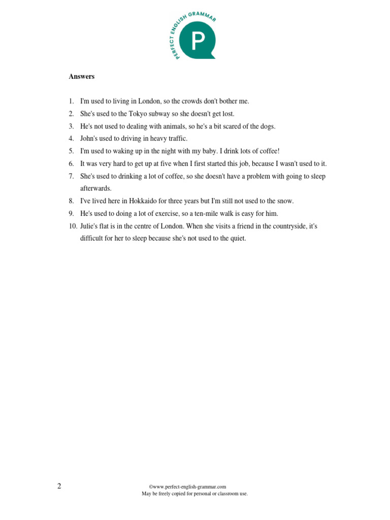 Used To Exercise 3-2 | PDF Used To Exercise 3-2 | PDF