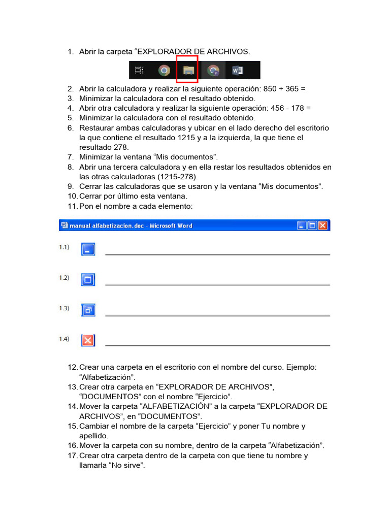 Ejercicios Informatica Basica | Descargar gratis PDF | Ventana (informática) | Archivo de ...