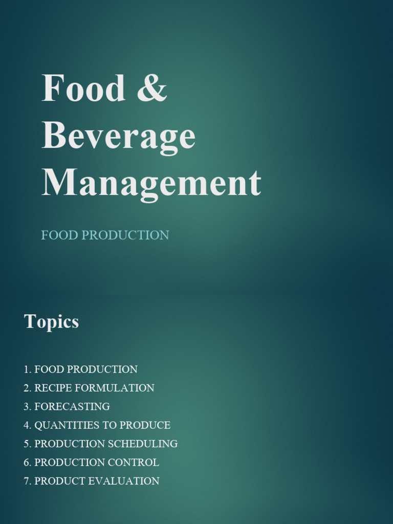 Chap 4 Food Production | PDF | Cooking | Foods