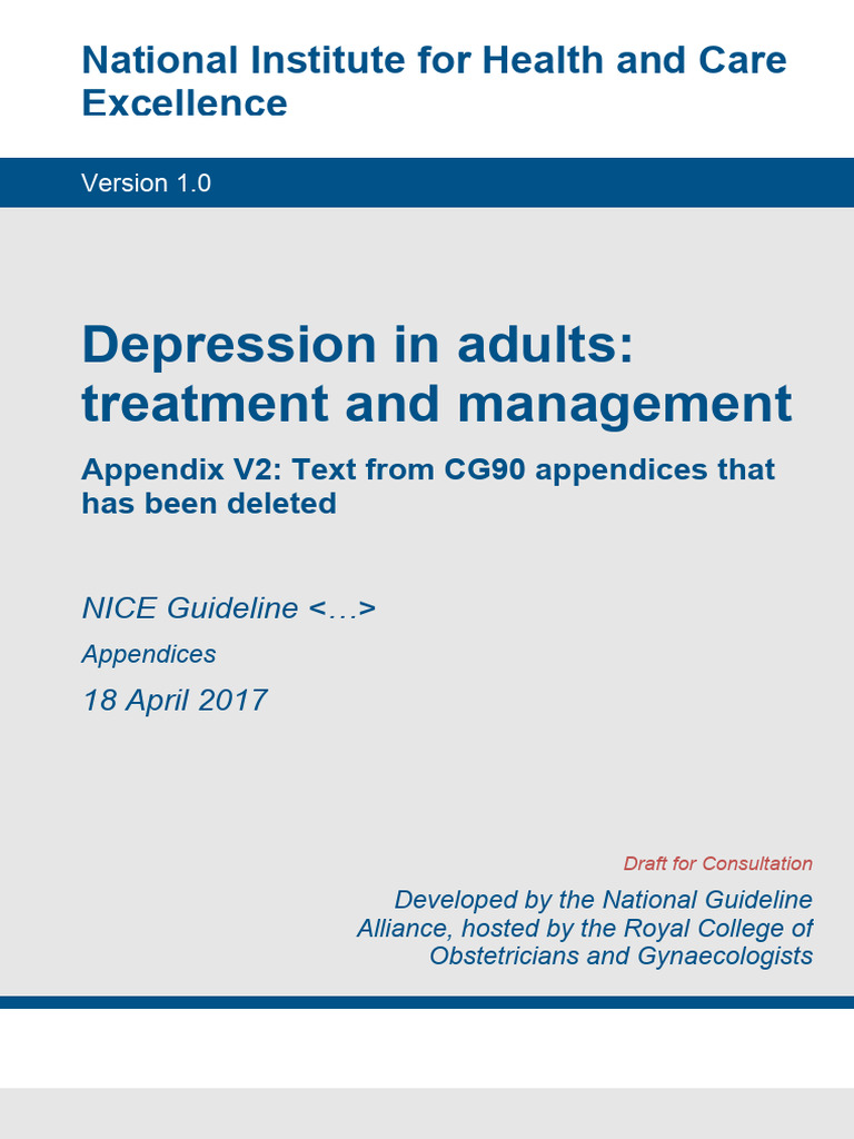 Guideline Appendix 22 Pdf Major Depressive Disorder Diagnostic