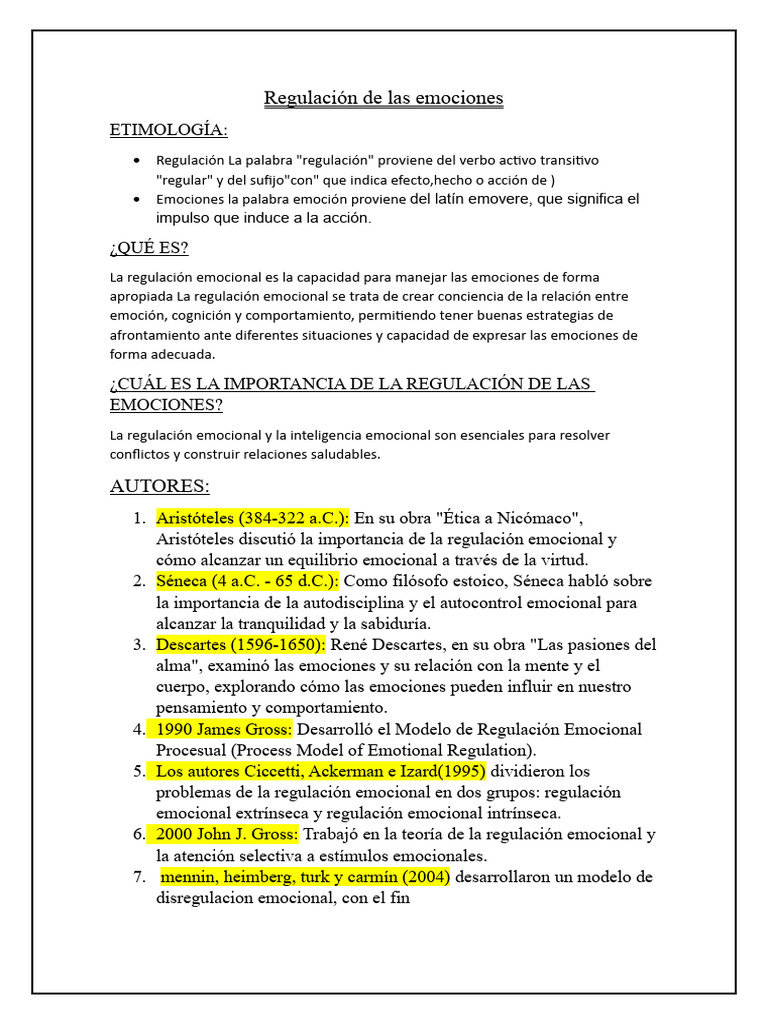 Regulación De Las Emociones Pdf Las Emociones Sistema Límbico