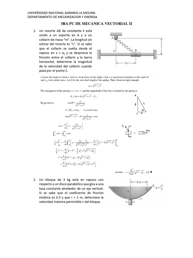 3ra PC de Mecanica Vectorial Ii | PDF | Tecnología