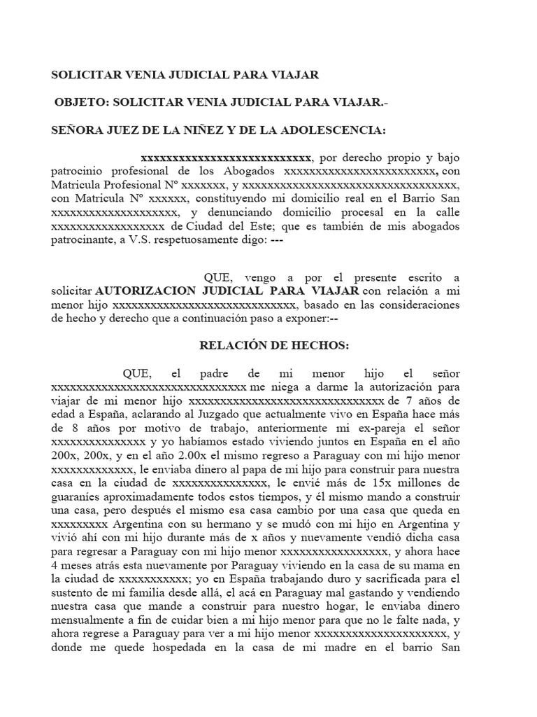 Solicitar Venia Judicial para Viajar. | PDF | Justicia | Crimen y violencia