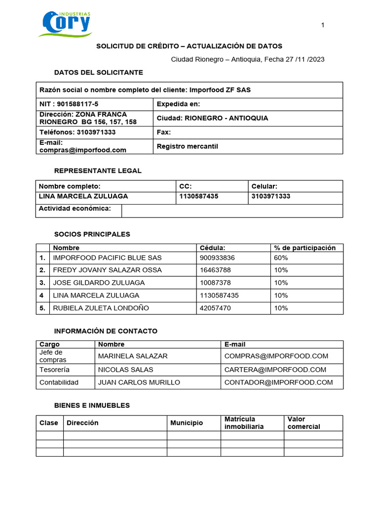 Formato Solicitud de Crédito - Cliente | PDF | Bases de datos | Business