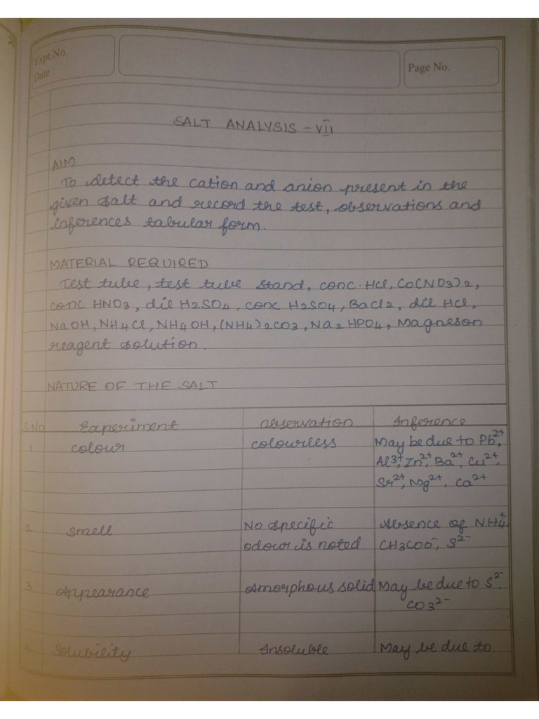 Salt Analysis 7 | PDF